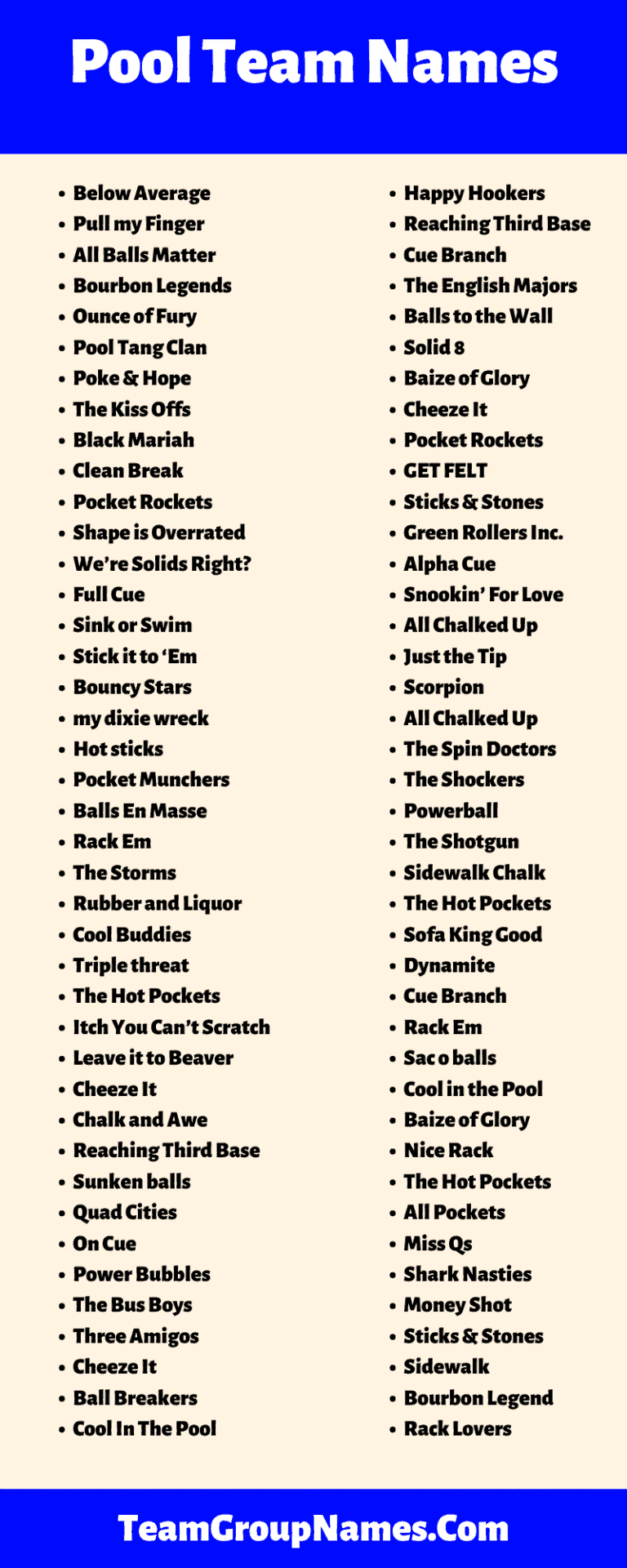 Pool Team Names: 464 Best Pool Team Name Ideas