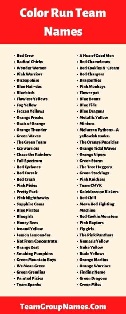 Color Run Team Names [2024] Unique, Creative, Clever Team Name Ideas