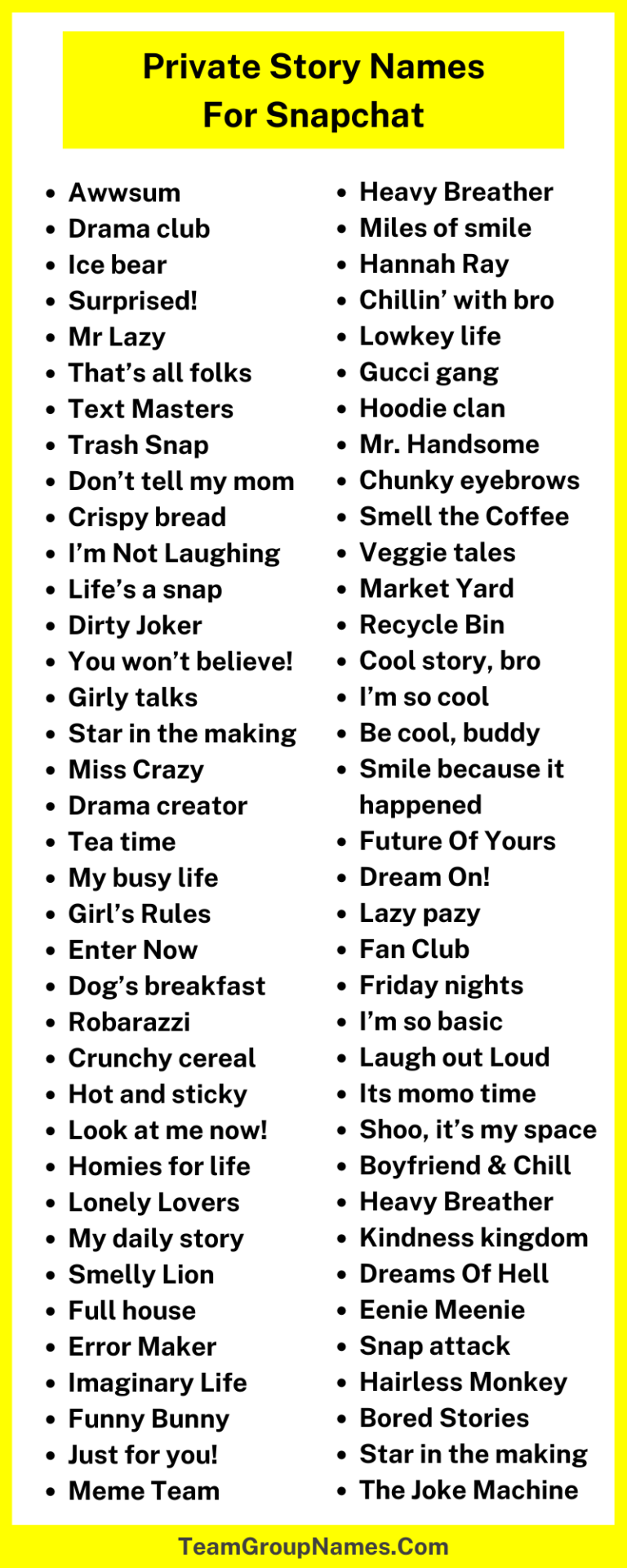750+ Private Story Names (Cool, Funny & Creative Ideas for Your Snapchat)