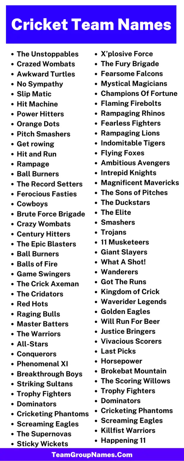 522+ Cricket Team Names That Stand Out from Other Teams