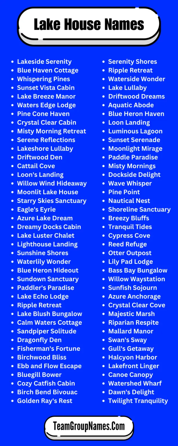 650+ Lake House Names You Haven't Heard Before
