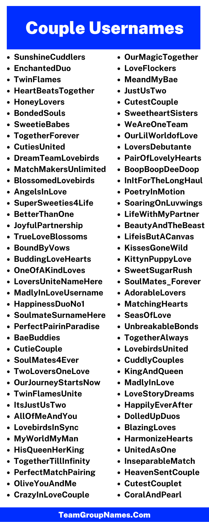 650+ Couple Usernames and Names for Instagram