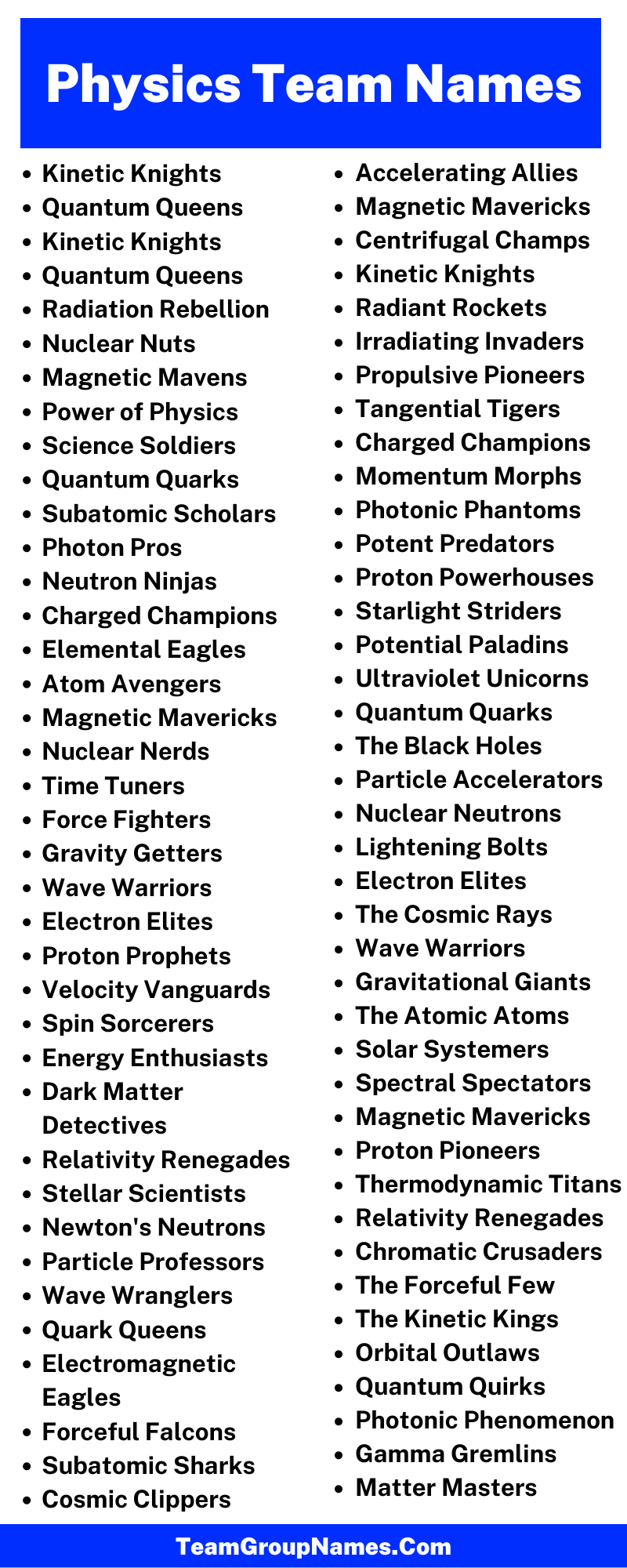 480+ Physics Team Names and Group Chat Names