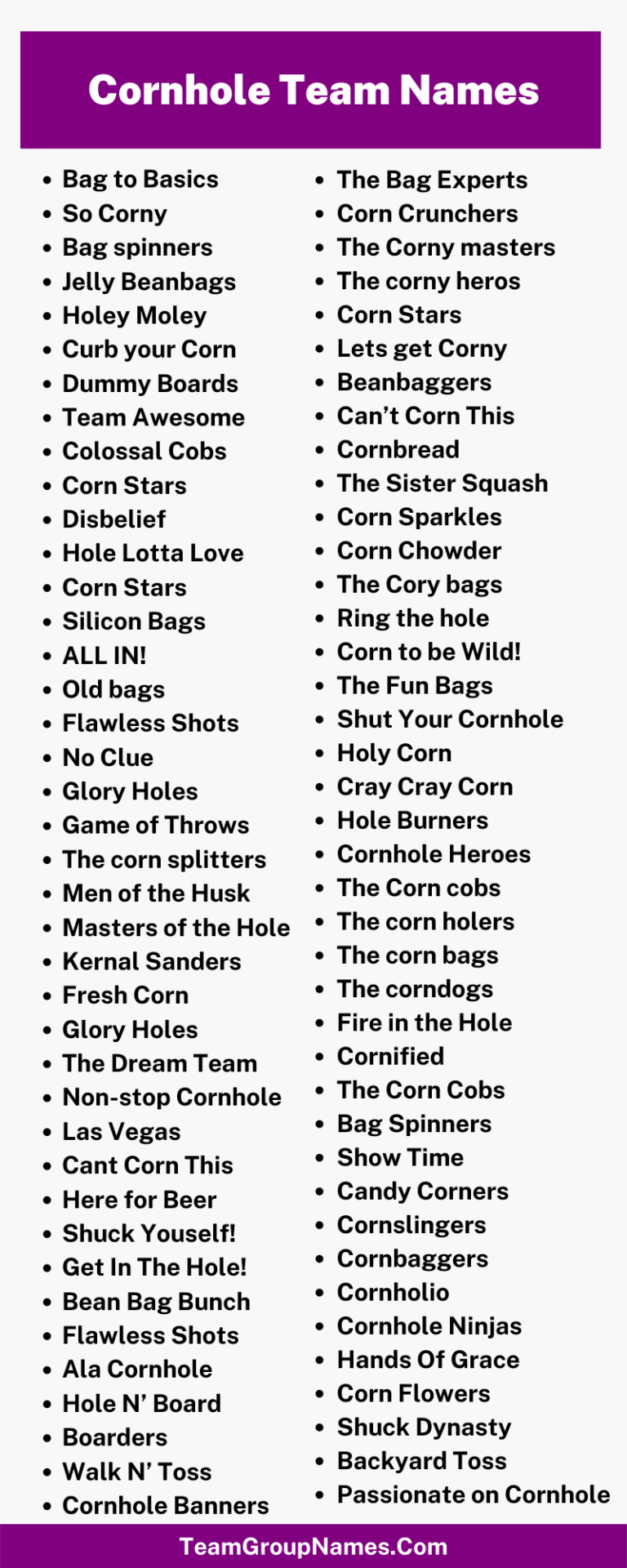Cornhole Team Names: 550+ Best Names For Cornhole Team