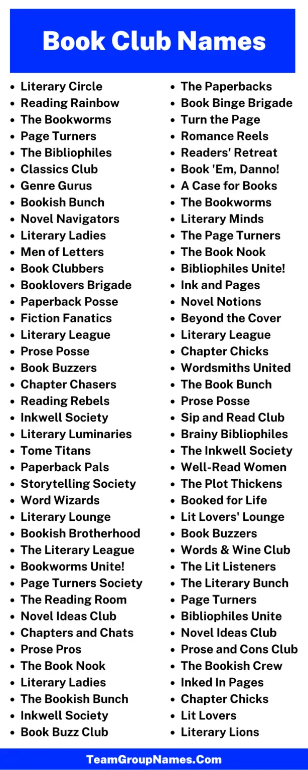 Book Club Names (800+ Cozy, Clever & Creative Ideas)