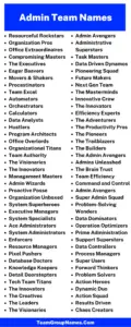 480+ Admin Team Names to Unite Your Team