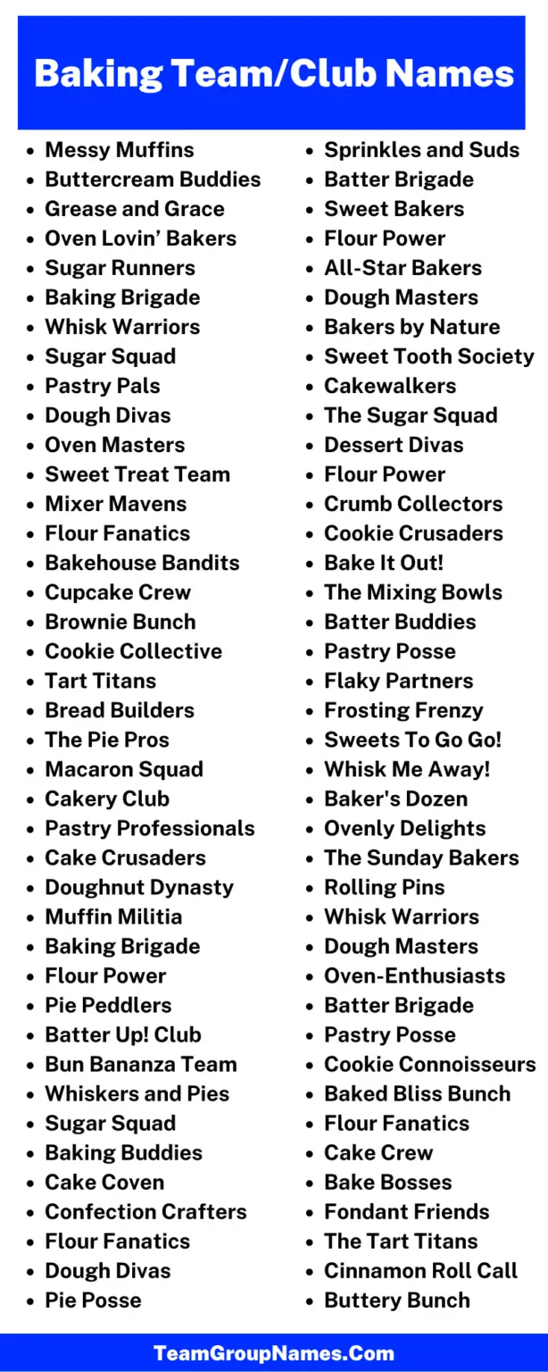 450+ Baking Team Names (Sweet & Creative Ideas for your Groups and Clubs)