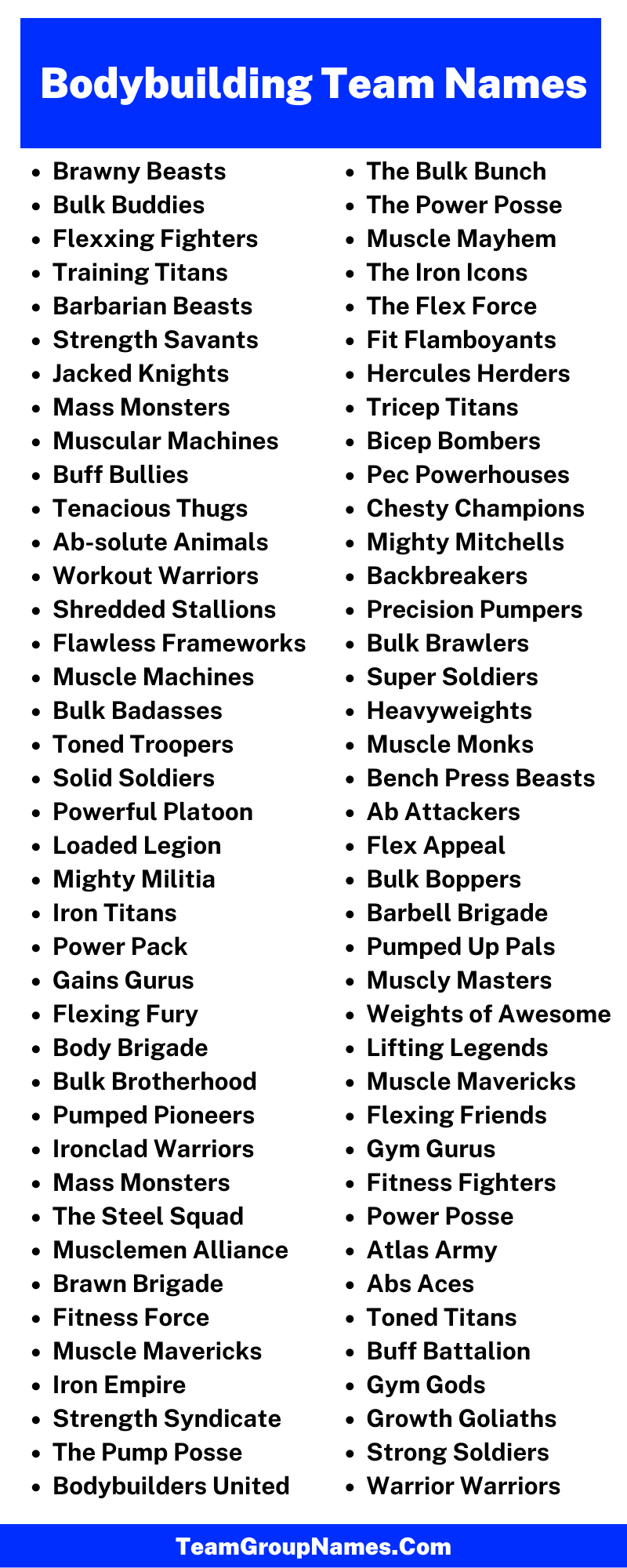 360+ Bodybuilding Team Names for Fitness Enthusiasts