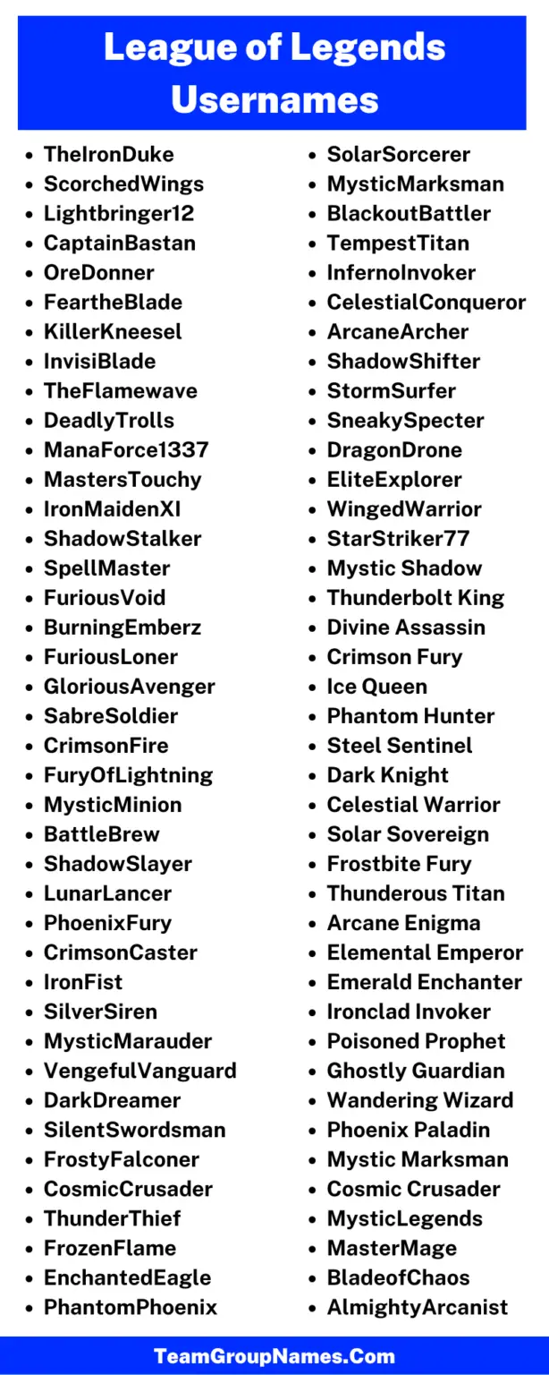 750+ League of Legends Usernames That'll Make You Famous