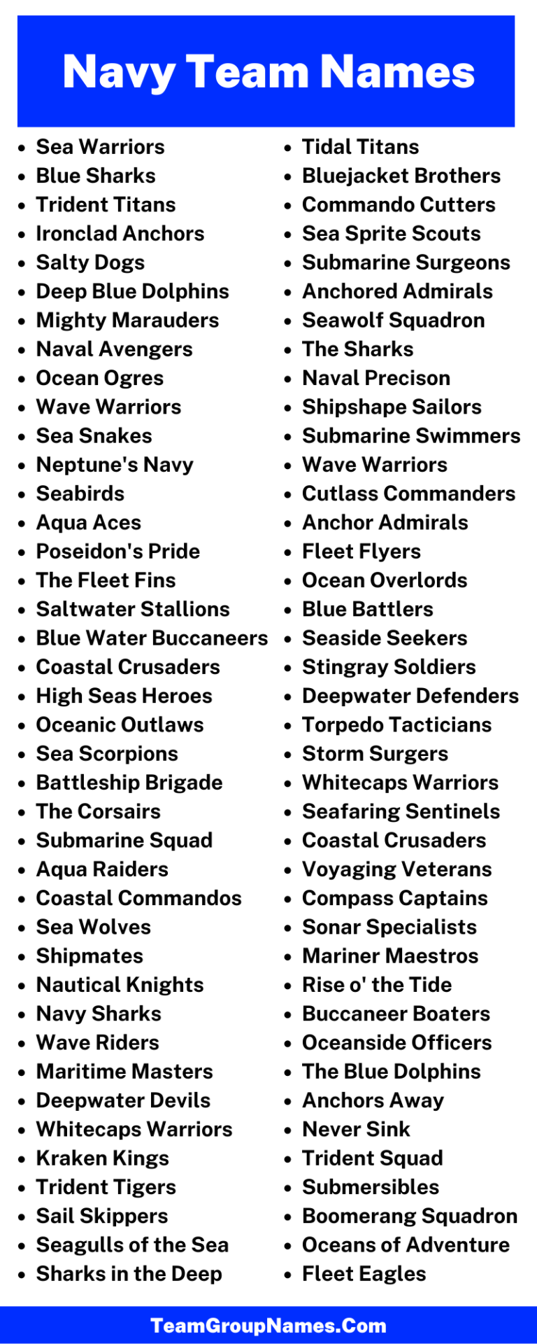 366+ Navy Team Names to Make a Statement