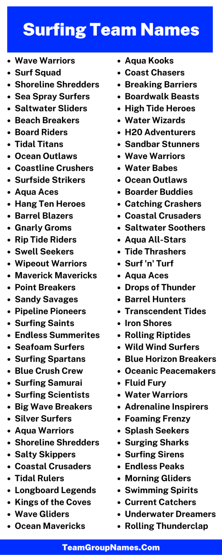 540+ Surf Team Names That'll Make Your Crew Stand Out in 2025