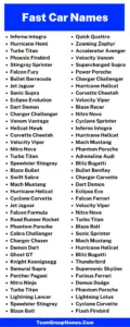 400+ Fast Car Names for Every Speed Demon (Speed-Inspired Options)