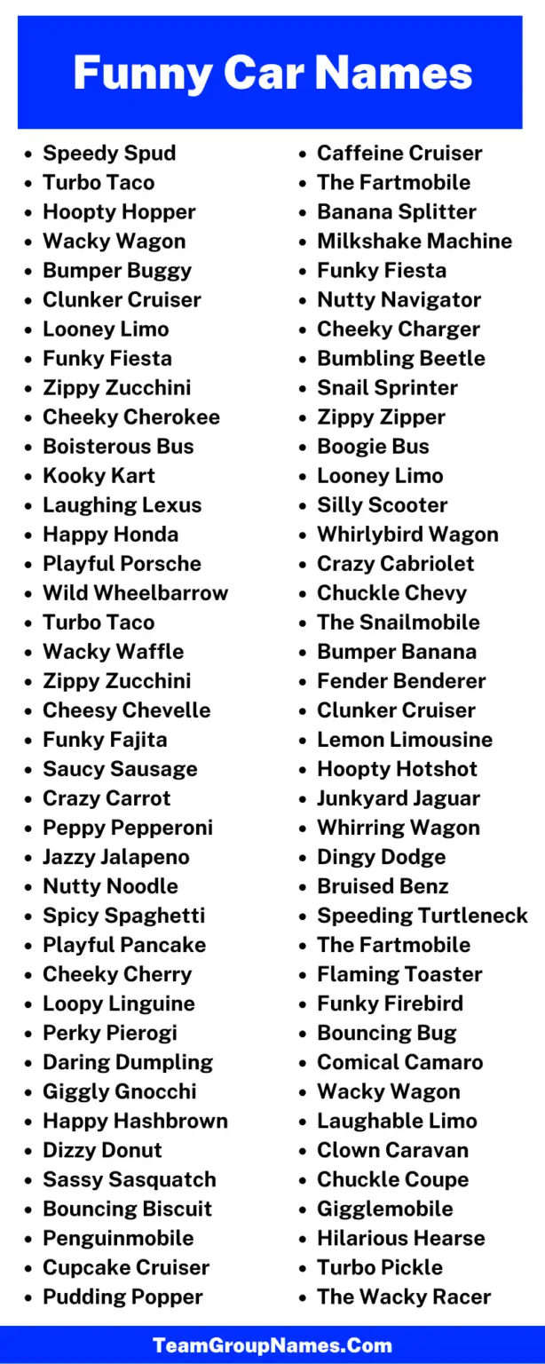 400+ Funny Car Names for Every Personality (From Classic to Modern)