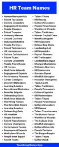 480+ HR Team Names (From Funny to Professional) With Lists!