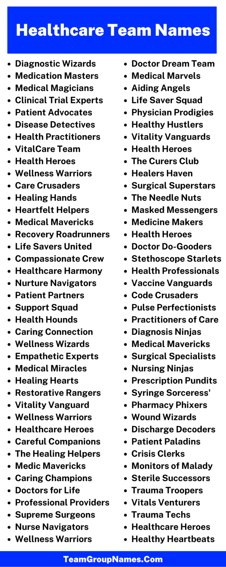 400+ Healthcare Team Names to Unite Your Medical Squad