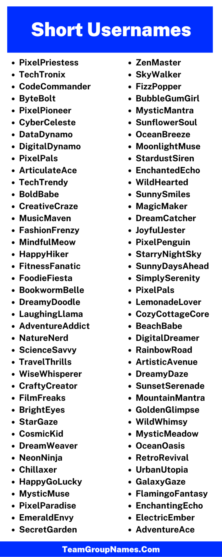 650 Short Usernames From Cute To Cool Ideas You ll Love 650 Short Usernames From Cute To Cool Ideas You ll Love