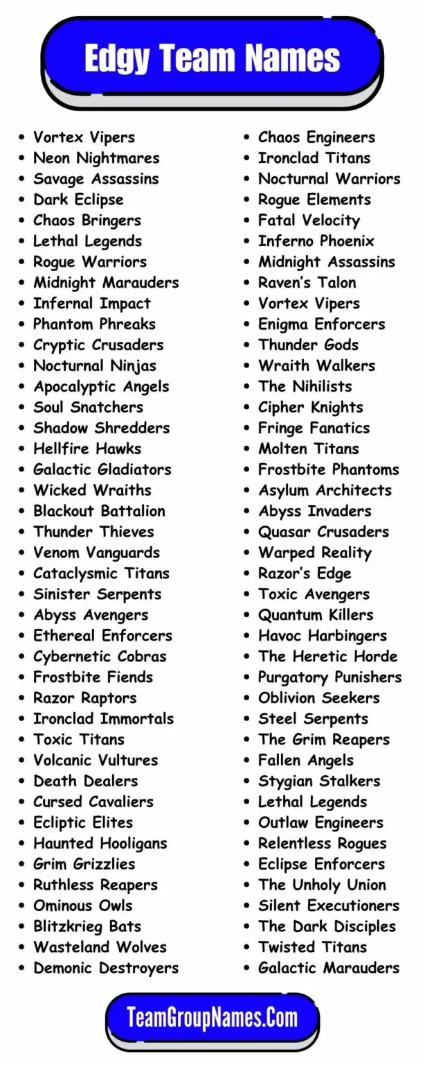 350+ Edgy Team Names to Make Your Squad Stand Out
